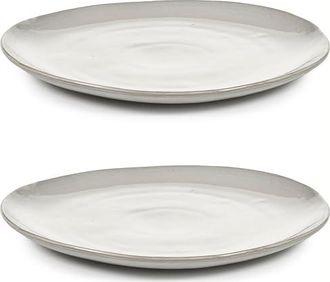 Serax Assiettes Plates Blanc Cass&eacute; Serax | Vaisselle La M&egrave;re par Marie Michielssen | Service pour 2 Personnes | Assiettes en Gr&egrave;s Compatibles avec le Micro-