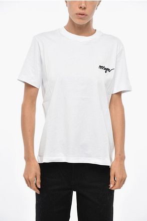 Msgm Cotton Crew-neck T-shirt with Embroidery Logo size Xs