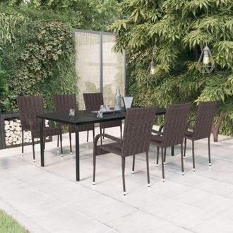 vidaXL 7-tlg. Garten-Essgruppe Braun und Schwarz - Vidaxl
