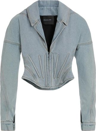 MUGLER Femme, Vestes, Bleu, Taille: 36 FR Veste en jean