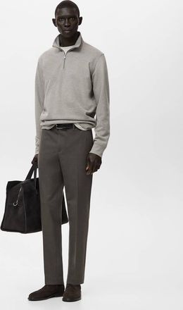 Mango Sweat-shirt regular-fit col zipp&eacute; marron moyen - Homme - XXL - MANGO MAN