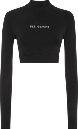 Plein Sport Cropped-Sport-Top mit Rei&szlig;verschluss - Schwarz