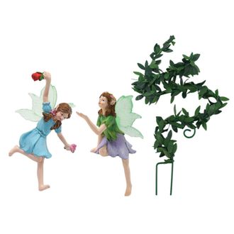 Generic FeesDu Feengarten - Set aus Feenfiguren aus Kunstharz, 15 x 13,5 x 7,5 cm, Statuen, Miniatur-Gartendekoration | Magische Außenanzeige für Töpfe, Blume