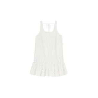 Ganni Robe en coton - Femme - Robes - Blanc - Taille: 38 FR