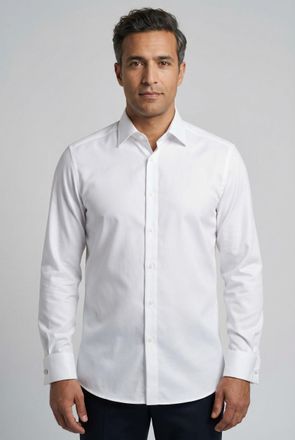 Olymp Smokinghemd OLYMP Level Five body fit, Herren, Gr. 36, N-Gr, wei&szlig;, Web, Obermaterial: 97% Baumwolle, 3% Elastolefin, Umschlagmanschette, Hemden