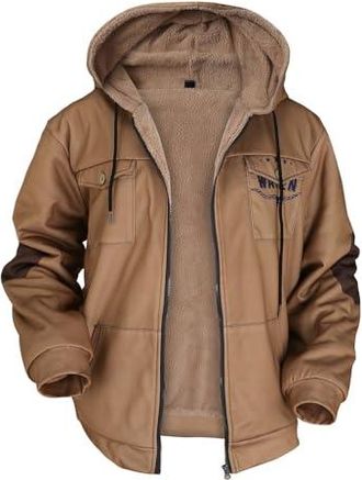 Generic Vestes dhiver pour homme - Veste polaire chaude - Manteau en coton avec capuche - Veste de transition - Veste cargo avec poches - Pour homme - Vintage