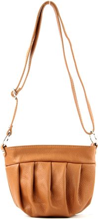 modamoda.de T191 Damen Leder Umh&auml;ngetasche Schultertasche Klein handmade in Italy, Farbe:Dunkelcamel