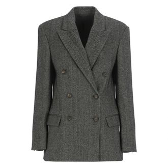 Brunello Cucinelli Doppelreihige Techno-Wolljacke - - Jackets - Damen - Grau - M
