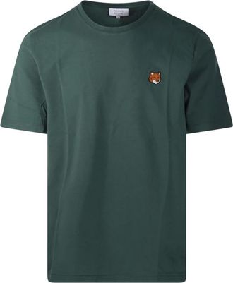 Maison Kitsun&eacute; Homme, Tops, Vert, Taille: XL Fox Head Regular Tee-Shirt