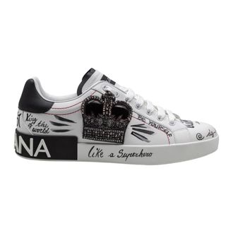 Dolce & Gabbana Portofino Leder Sneakers mit Stickerei - - Shoes - Herren - Mehrfarbig - 42 EU