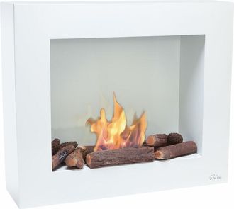 Purline Purline - Bioethanol-Wand/-Bodenkamin wei&szlig;e Farbe mit Holz-Kit, Trichter und Krug