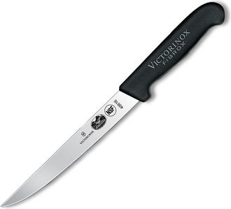 Victorinox by Swiss Army Fibrox Tranchiermesser, Swiss Made, 18cm, Gerade und Schmale Klinge, Edelstahl, rostfrei, schwarz
