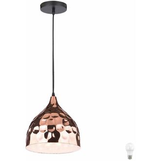 ETC Shop Lampe suspendue vintage pendule salon plafonniers projecteurs optiques martel&eacute;s or rose dans un ensemble comprenant des ampoules led