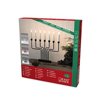 Konstsmide Metallleuchter, weiß lackiert, 7 klare Birnen, 24V Innentrafo, weißes Kabel - 3528-215TR