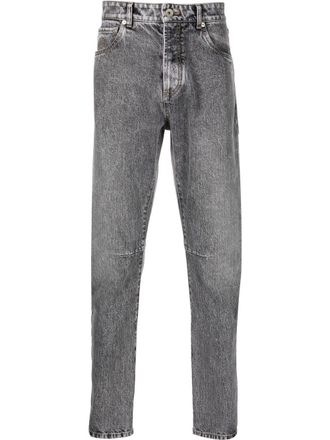 Brunello Cucinelli jean droit &agrave; effet d&eacute;lav&eacute; - Gris