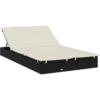 vidaXL Furniture Limited - Chaise longue &agrave; 2 places avec coussins noir