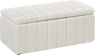 HOMCOM Sitzbank mit Stauraum, Polsterbank aus Teddyfell, Bettbank mit Holzrahmen, Aufbewahrungsbox, Schuhbank f&uuml;r Schlafzimmer, Wohnzimmer, Flur, 102 x 45 x 