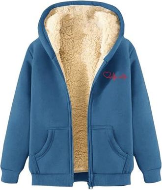 Generic 2026 Vestes &agrave; capuche pour femme avec fermeture &eacute;clair chaude et basique pour automne/hiver, bleu marine, 3XL