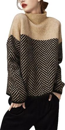 Generic Pull &Agrave; Col Roul&eacute; pour Femmes Automne Hiver Chaud Tricot Hauts Pull Femme V&ecirc;tements Tricots Pull Khaki L