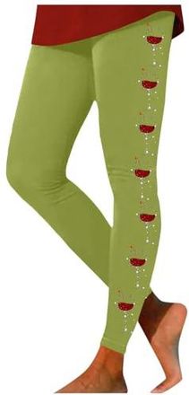 Generic Legging de No&euml;l pour femme, legging de compression taille haute, pantalon dentra&icirc;nement de No&euml;l, pantalon de yoga, pantalon de sport pour femme, vert,