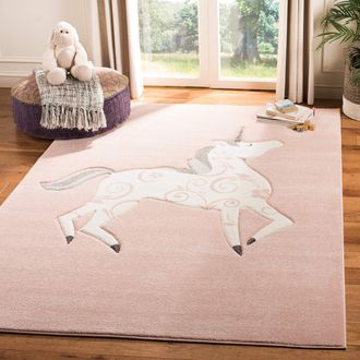 Safavieh Zeitgen&ouml;ssische Teppich f&uuml;r Wohnzimmer, Esszimmer, Schlafzimmer - Carousel Kids Collection, Kurzer Flor, Mehrfarbig, 90 x 150 cm