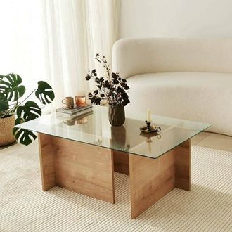 Dmora Couchtisch Asellus 105x65x40 cm Braun Zeitschrift