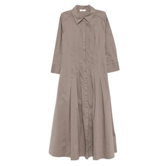 PANICALE Plissiertes Midi-Hemdblusenkleid - - Dresses - Damen - Grau - L