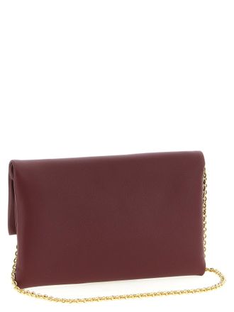 Fendi Womens Mamma Baguette Clutch Burgundy Lamb Leather