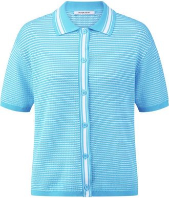 Peter Hahn Polo-Strickjacke Peter Hahn t&uuml;rkis