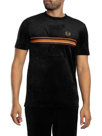Sergio Tacchini Herren T-Shirt Ayme Aus Velours, Black/Gold, 3XL