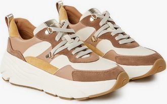 Geox Baskets bi-mati&egrave;re en cuir m&eacute;lang&eacute;