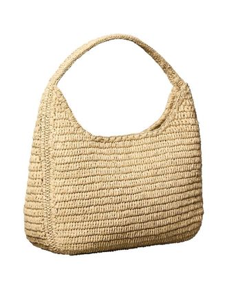 Calvin Klein Gro&szlig;e, von Hand geflochtene Schultertasche aus naturfarbenem Bast-Neutral