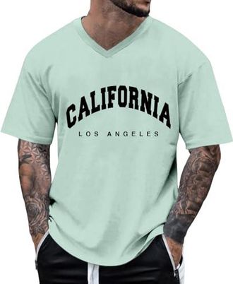 Generic T-shirt surdimensionn&eacute; pour homme - T-shirt d&eacute;t&eacute; &agrave; col rond &agrave; manches courtes - Avec imprim&eacute; urbains - Chemises basiques pour homme - Chemises d&eacute;contr