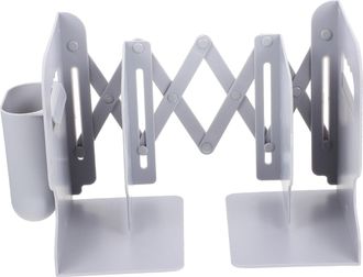 BESPORTBLE Scalable Buchst&uuml;tze mit Integriertem Stiftehalter Dekorativer und Robuster B&uuml;cherhalter f&uuml;r Schreibtisch und Regal Platzsparend Graues Kunststoffmater