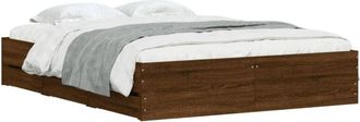 vidaXL Cadre de lit et tiroirs ch&ecirc;ne marron 140x190 cm bois ing&eacute;nierie - Vidaxl