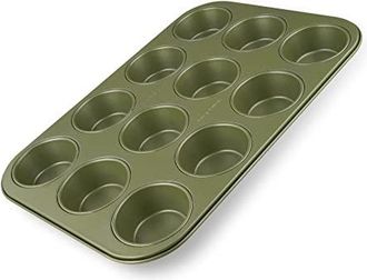Zenker Muffinform für 12 Stück - Hochwertige und stabile Backform in grün für Muffins und Cupcakes - 12er Muffinblech mit veganer Antihaftbeschichtung