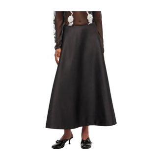 Ganni Duchesse Satin Langer Kreisrock - - Skirts - Damen - Schwarzk - XS