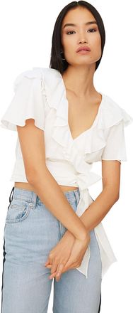 Trendyol Trendyol Womens Bündige volumierte Bluse. Blouse, Ecru, 40