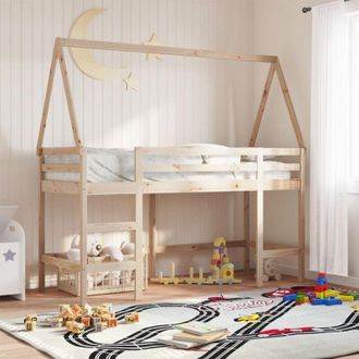 vidaXL Hochbett mit Leiter und Dach 80x200 cm Massivholz Kiefer Vidaxl