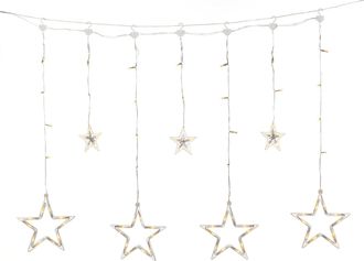 Konstsmide Weihnachten LED Stern Lichtervorhang/Au&szlig;en oder Innen (IP44) / Multifunktion inkl statisch / 48 bernsteinfarbene wei&szlig;e Dioden/transparentes Kabel 4046