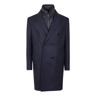 Fay Blauer Woll-Kaschmir-Mantel mit herausnehmbarer Weste - - Coats - Herren - Blau - XL