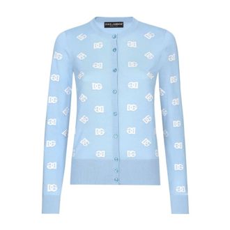 Dolce & Gabbana Cardigan mit bedrucktem Logo - - Knitwear - Damen - Blau - S