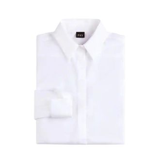 Fay Femme, Blouses et Chemises, Blanc, Taille: 36 FR Chemise en Popeline Stretch