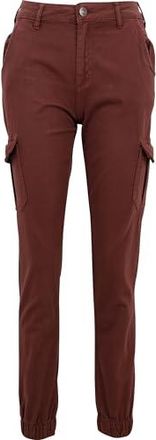 Urban Classics Pantalon Cargo pour Femme, Taille Haute, Chevilles Resserr&eacute;es, Poches lat&eacute;rales Plaqu&eacute;es, 98% Coton 2% &Eacute;lasthanne, Cherry, Taille 29