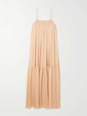 Chlo&eacute; Robe Longue En Soie &Agrave; Fronces - Rose