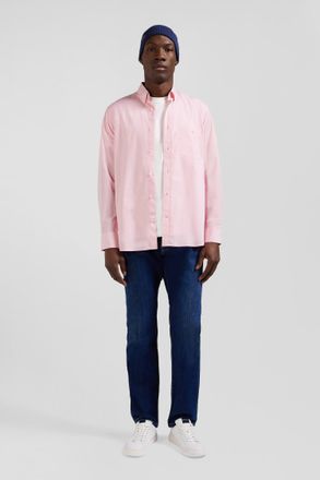 Eden Park Chemise En Popeline De Coton Rose Col Boutonn&eacute; Et Coudi&egrave;res Imprim&eacute;es Coupe Regular