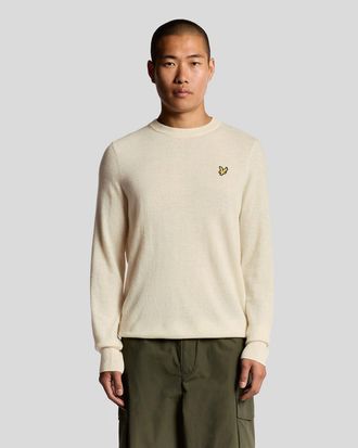 Lyle & Scott Lambswool-Mischung Rundhals-Pullover - Wei&szlig;