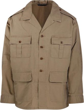 Ralph Lauren Homme, Vestes, Beige, Taille: XL Chemise &agrave; poches &agrave; rabat avec fermeture boutonn&eacute;e