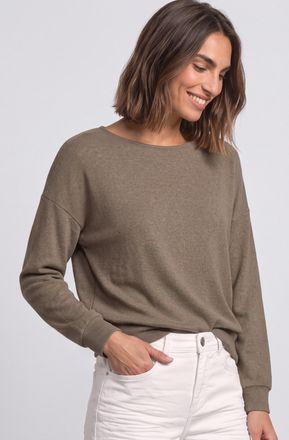 Street One Langarmshirt STREET ONE, Damen, Gr. 36, braun (sanded amber meliert), Jersey, 80% Viskose, 15% Polyester, 5% Elasthan, unifarben, regular fit normal, 