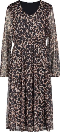 Betty & Co Damen Midikleid mit V-Ausschnitt 38, Nature-Black